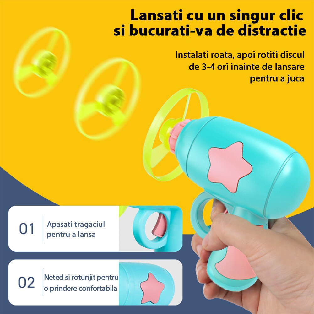 Lansator disc zburator cu LED, DONFANLIA®, Set jucarii interactive ...
