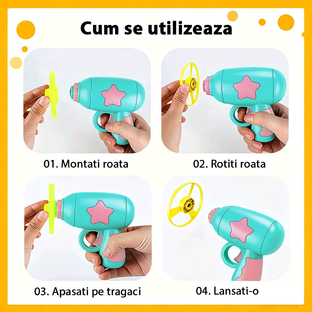 Lansator disc zburator cu LED, DONFANLIA®, Set jucarii interactive ...