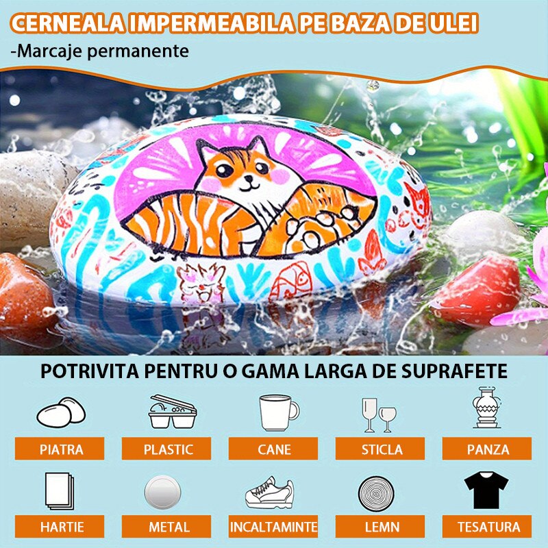24 carioci cu varf flexibil, DONFANLIA®, Vopsele Acrilice, Sistem ...