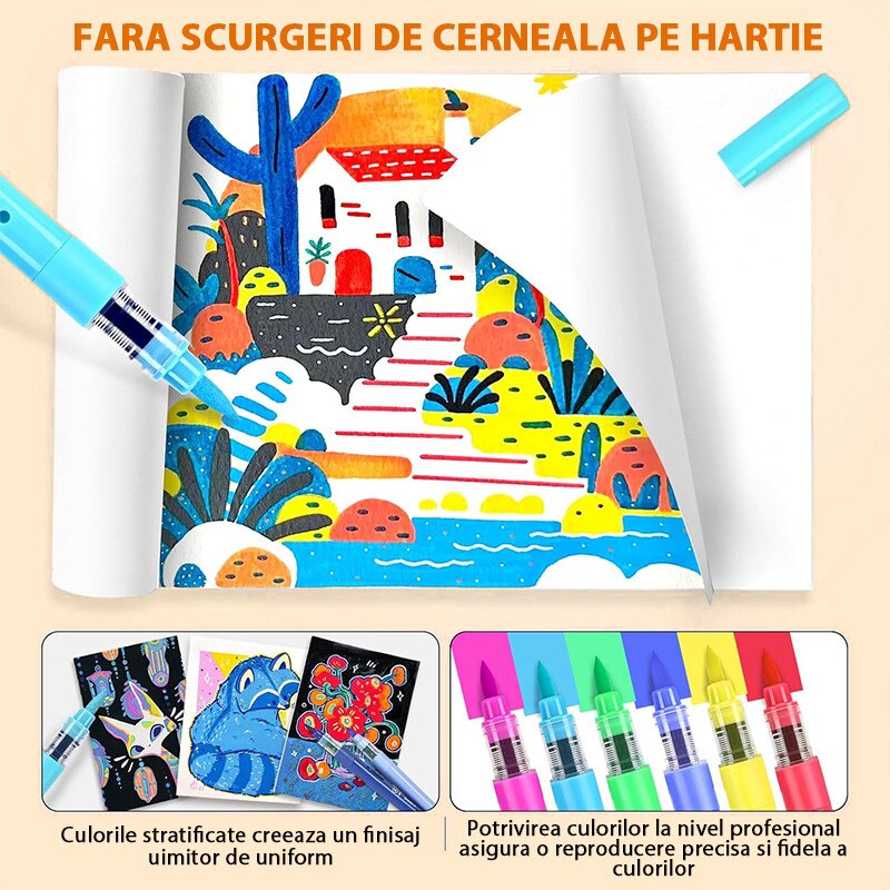 24 carioci cu varf flexibil, DONFANLIA®, Vopsele Acrilice, Sistem ...