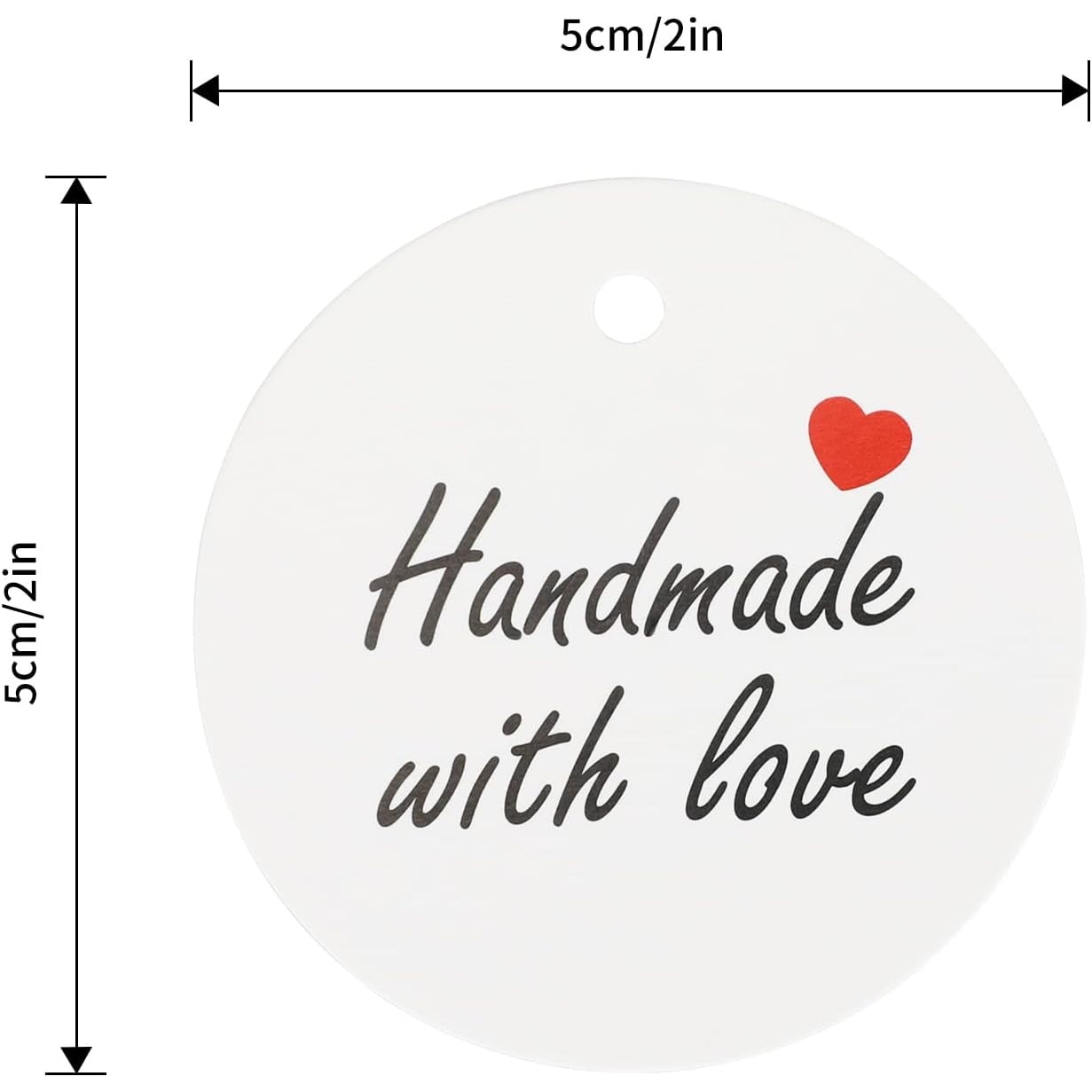 Set 100 Buc Etichete model "Handmade with Love" si iuta, rotunde kraft ...