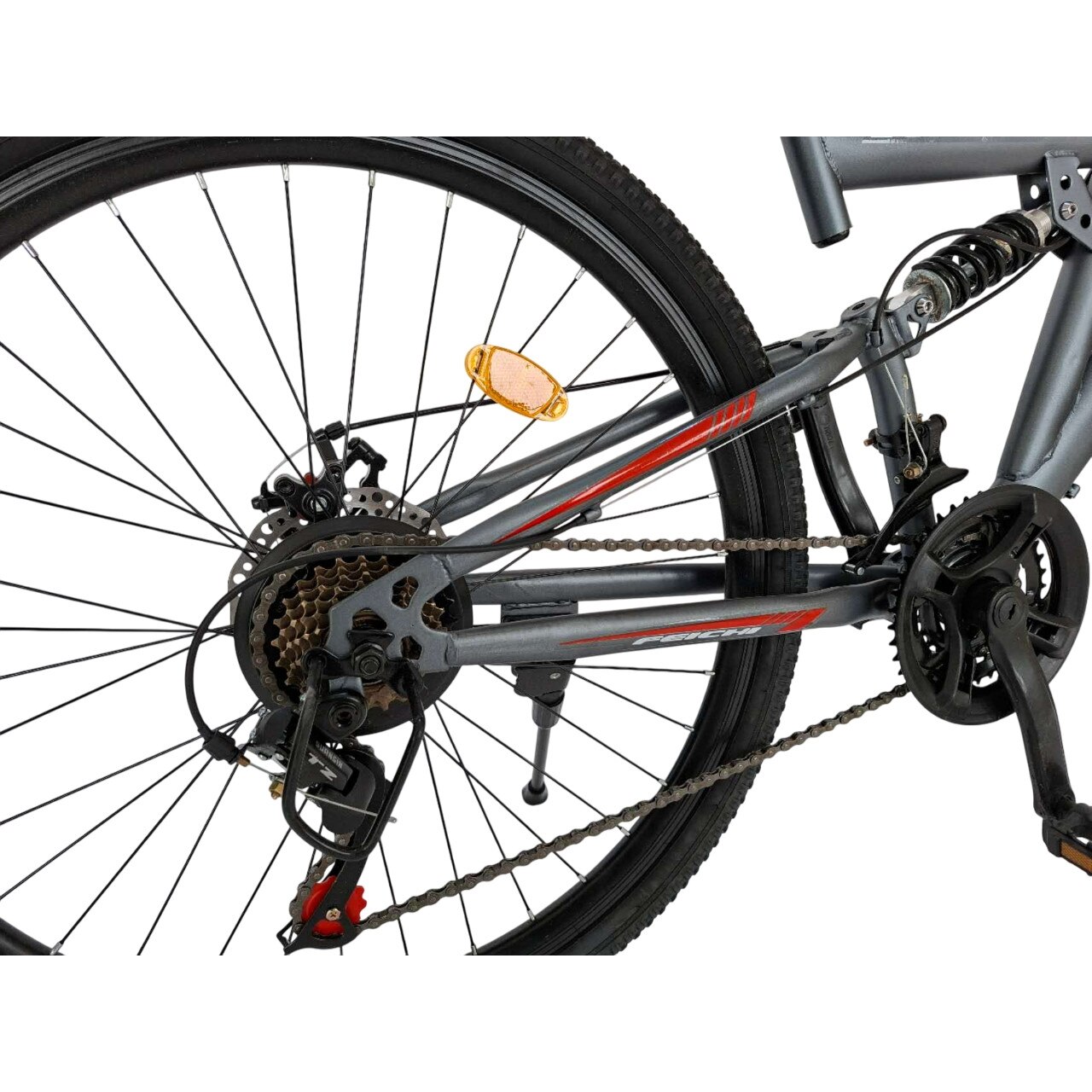 Bicicleta MTB RICH BIKE ERB224F2601AG, dubla suspensie, frane disc, gri ...