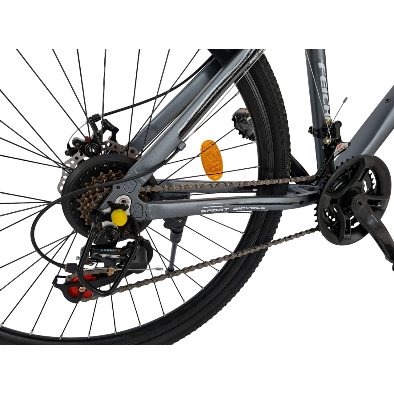 Bicicleta MTB RICH BIKE ERB224F2602BG, 21 viteze, frâne disc, gri, roti ...