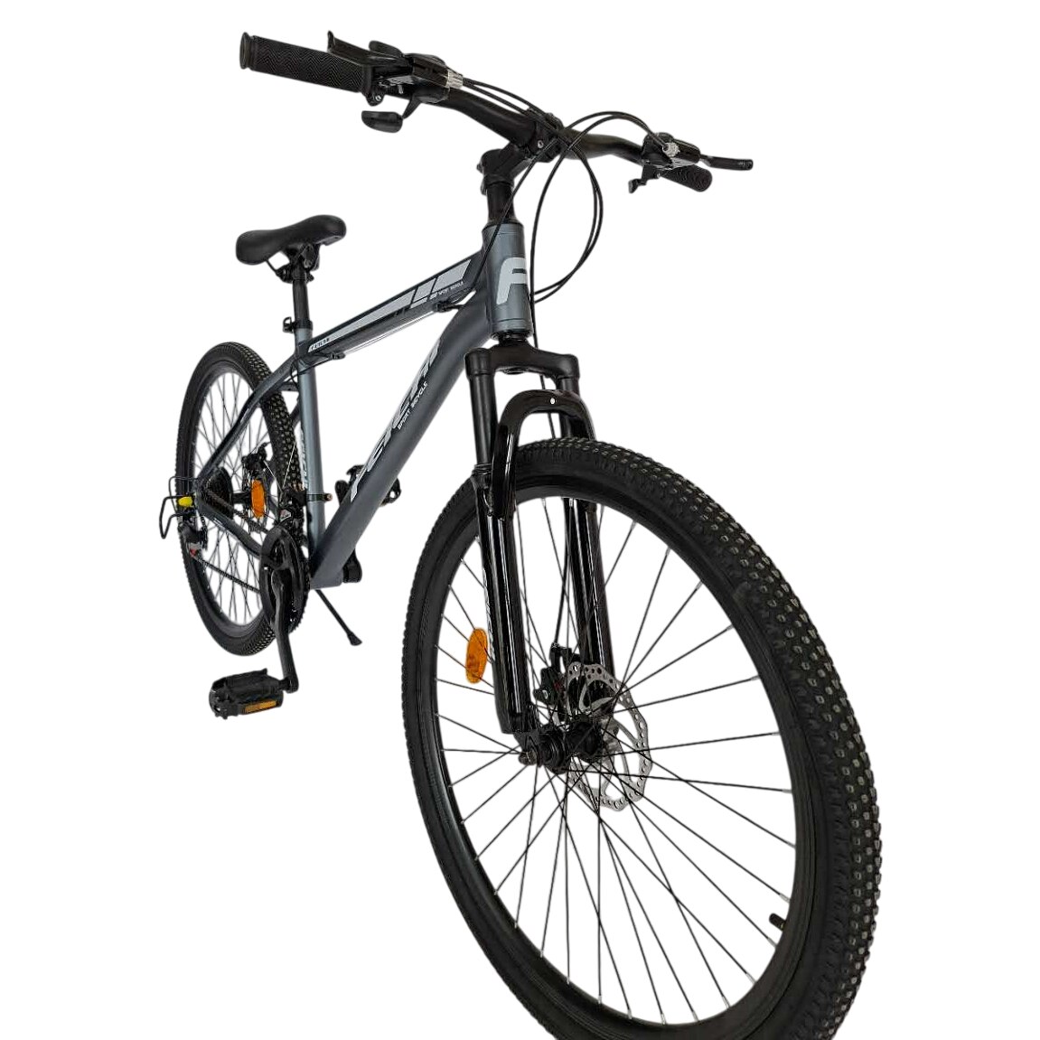 Bicicleta MTB RICH BIKE ERB224F2602BG, 21 viteze, frâne disc, gri, roti ...