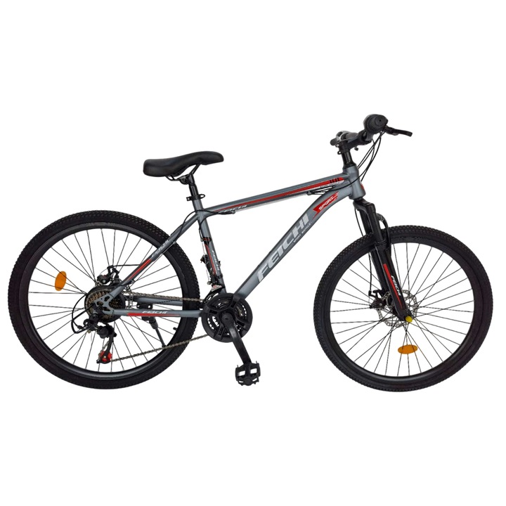Bicicleta MTB RICH BIKE ERB224F2603CG, 21 viteze, frâne DISC, gri, roti ...