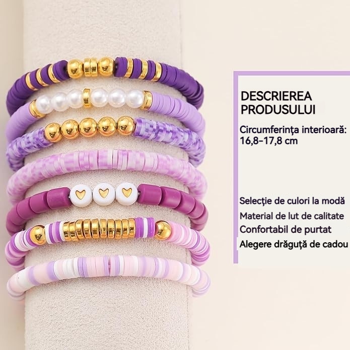 Bratari prietenie Kengege set 7 piese multicolor 7inch elastic - eMAG.ro