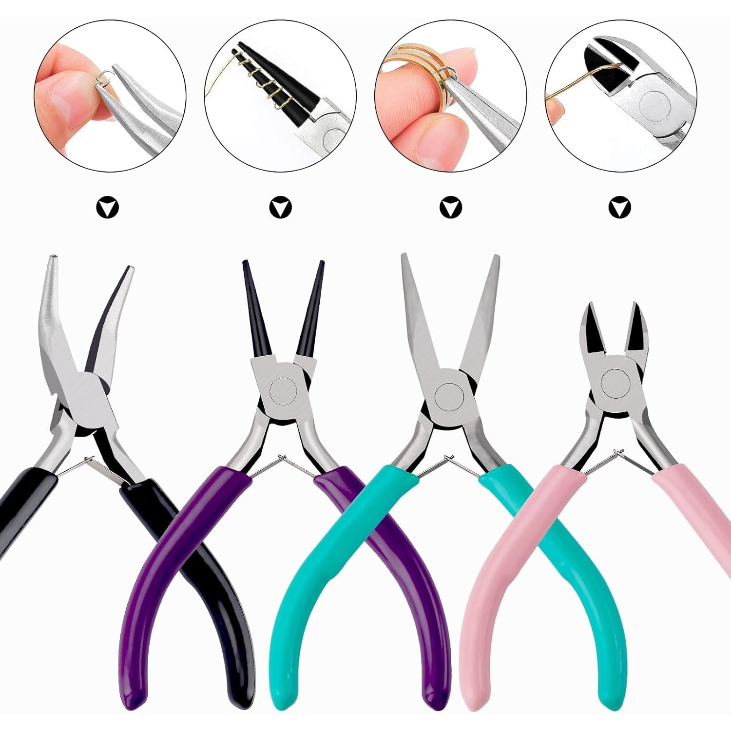 Set de 4 clesti pentru bijuterii Kengege®, clesti cu varf ascutit ...