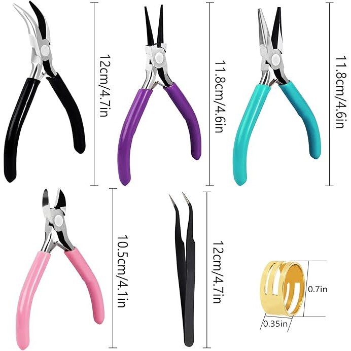 Set de 4 clesti pentru bijuterii Kengege®, clesti cu varf ascutit ...