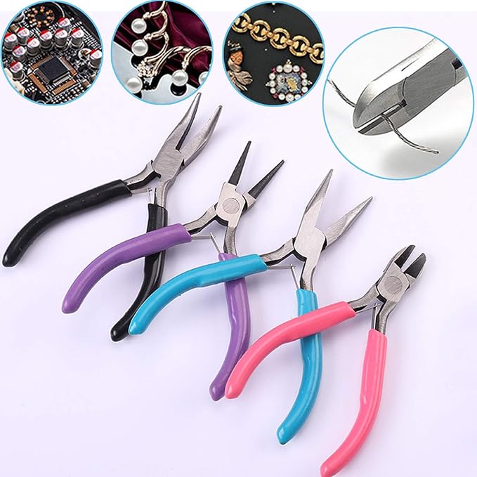 Set de 4 clesti pentru bijuterii Kengege®, clesti cu varf ascutit ...