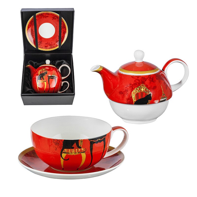 Ceainic cu capac 973705, ceasca si farfurie din portelan, set pentru ...