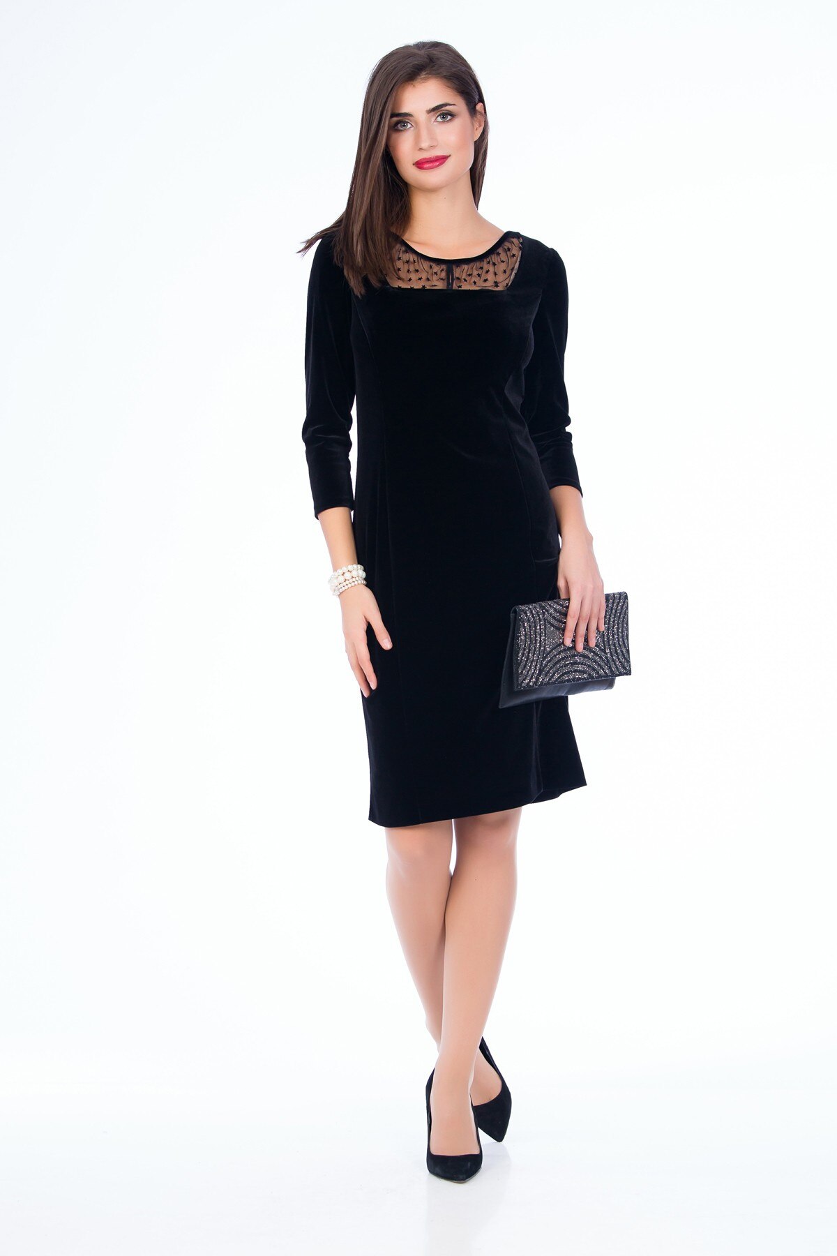 Rochie catifea Gabrielle, Negru Sense, 40 - eMAG.ro