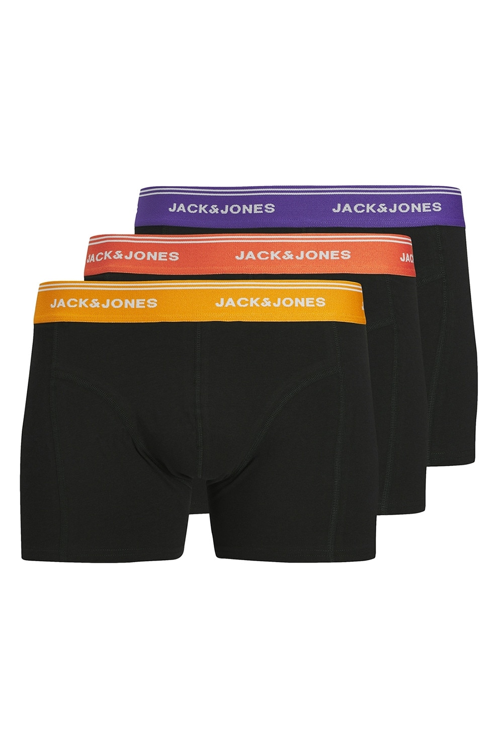 Jack & Jones, Set de boxeri cu banda logo in talie - 3 perechi, Negru ...