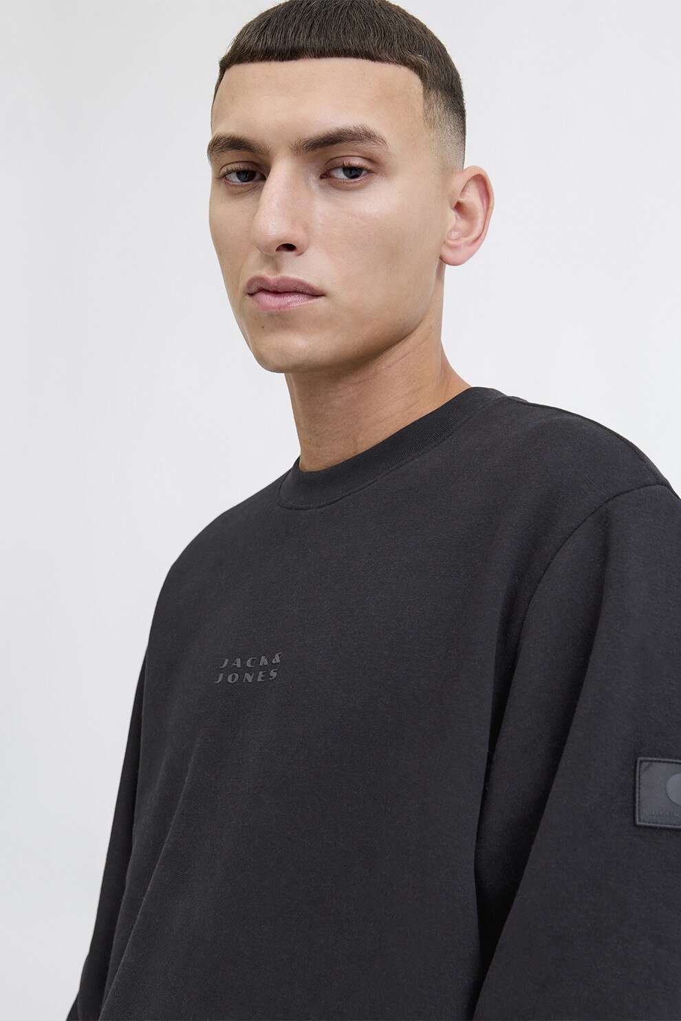 Jack & Jones, Bluza de trening lunga cu decolteu la baza gatului, Negru ...