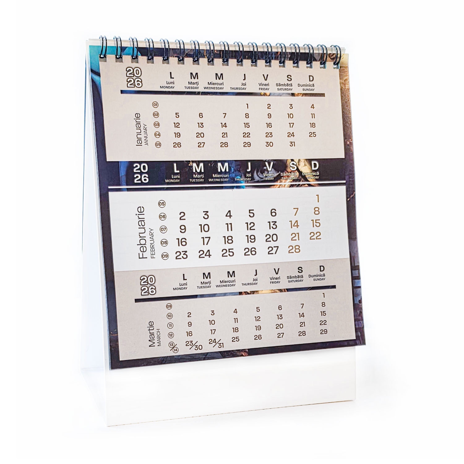 Calendar de birou INDESIGN 2026 format 15x17cm, 12 pagini hartie ...