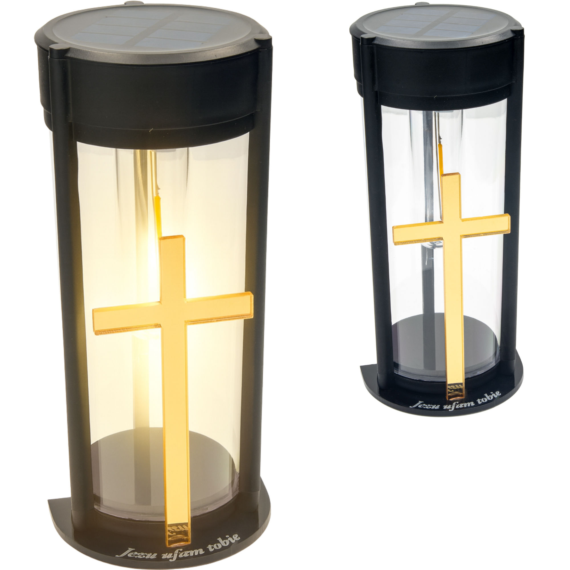 Lampa solara LED Decortrend, pentru mormant, cu cruce, negru-auriu, 17 ...