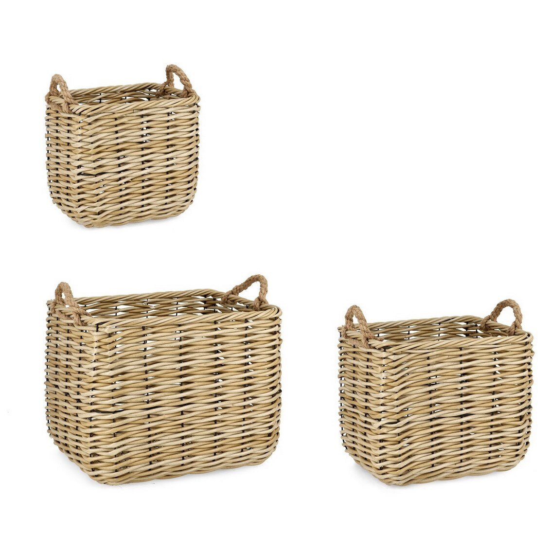 Set 3 cosuri poliratan natur Julen 38x30x34h, 47x40x39h, 56x50x44h ...
