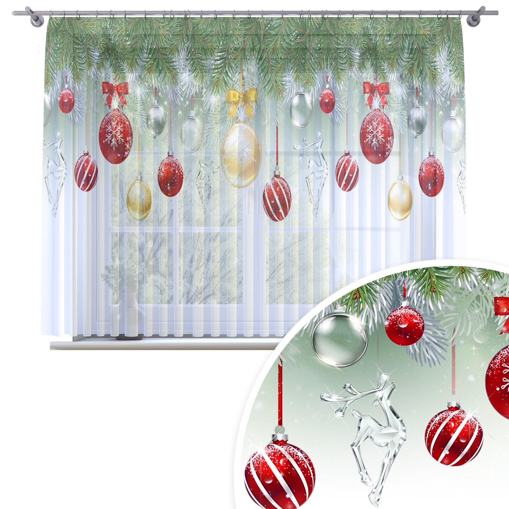 Perdea, Homeview, 300x150 cm, Craciun, Pentru camera de zi si dormitor ...