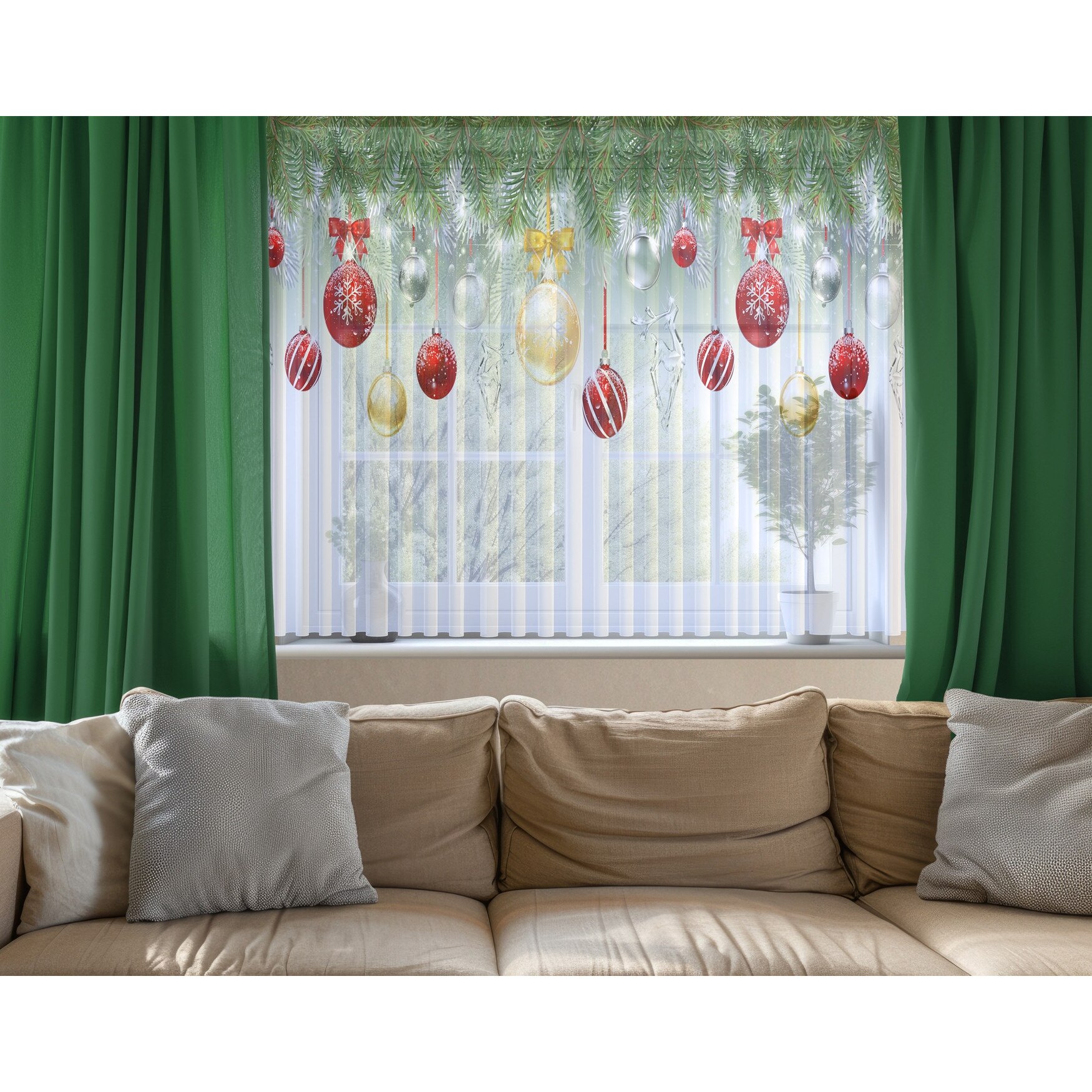 Perdea, Homeview, 300x150 cm, Craciun, Pentru camera de zi si dormitor ...