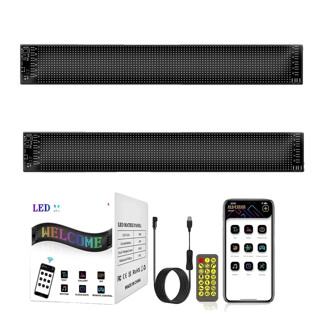 Персонализируеми LED прожектори, 2 броя, 59.5см x 12см, RGB осветление ...