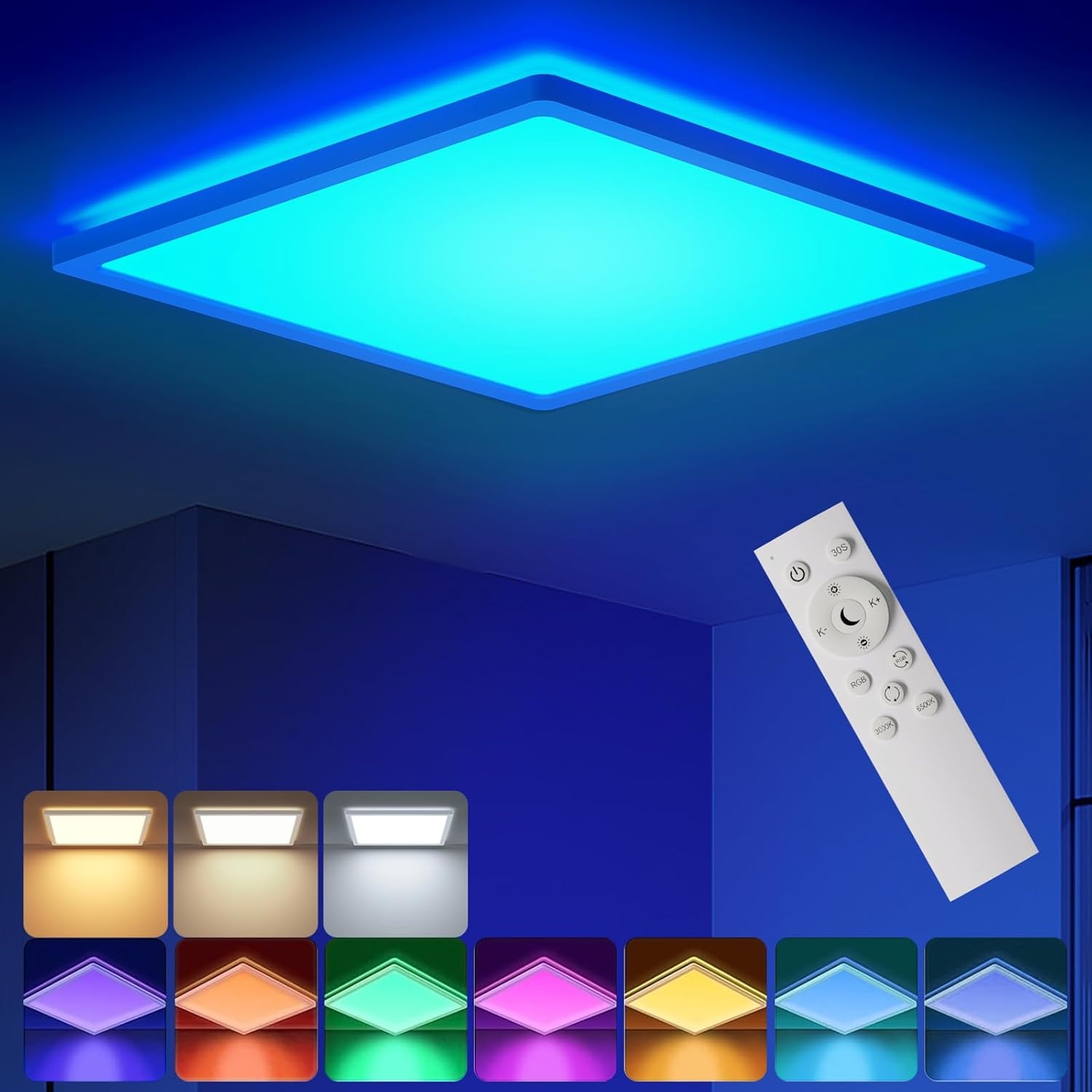 Plafoniera Smart LED, Putere 24W, Control prin Telecomanda/Intrerupator ...