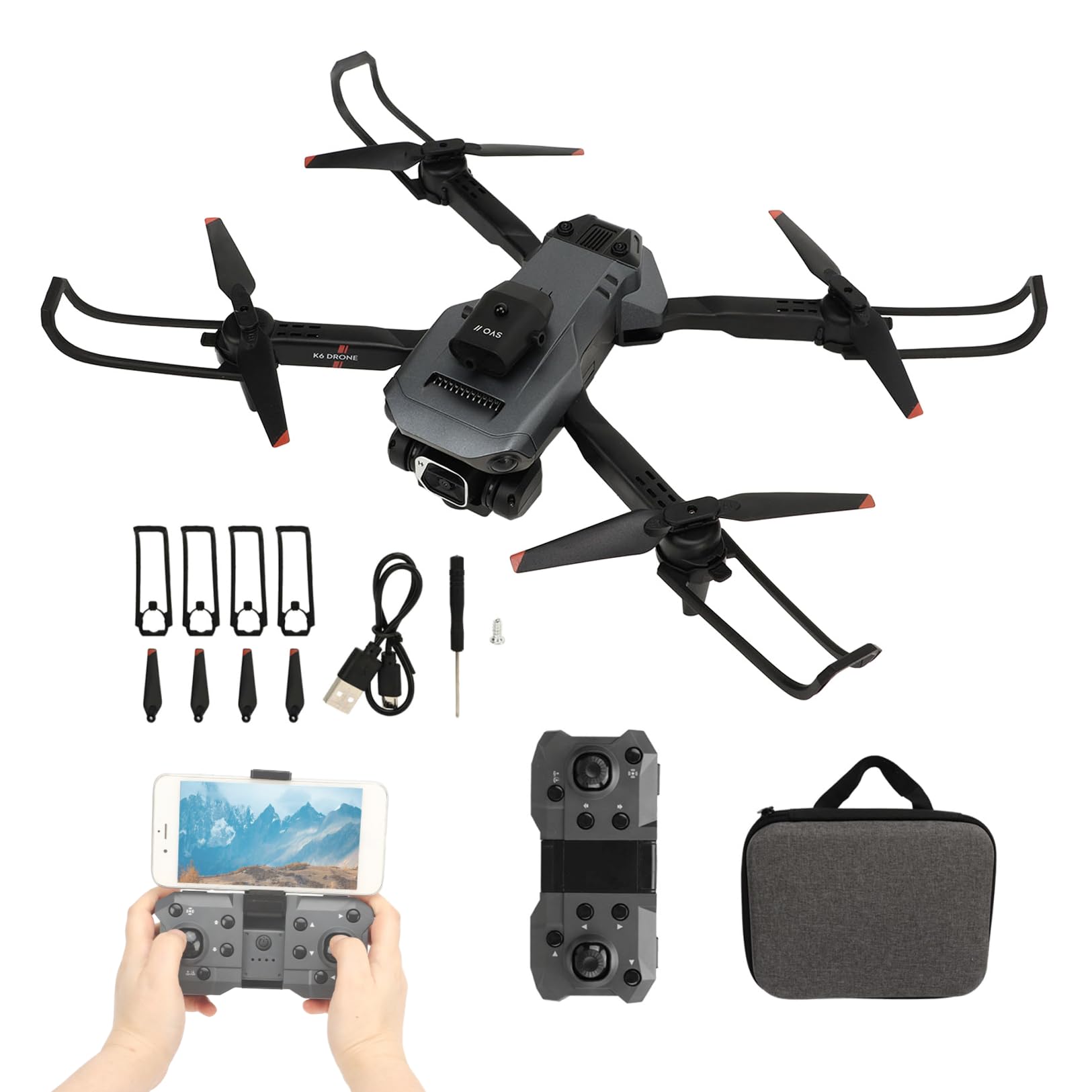 Drona Quadcopter Pliabila, K6 4K Hd Zoom 50X, Drona Cu Camera Fpv ...
