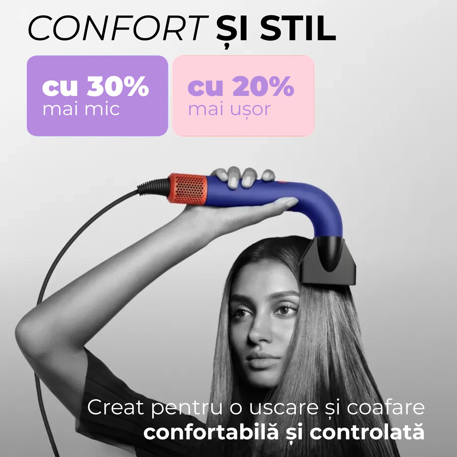 Uscator de Par Profesional TNS, Motor Digital 1600W, 6 Accesorii ...