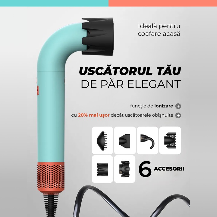 Uscator de Par Profesional TNS, Motor Digital 1600W, 6 Accesorii ...