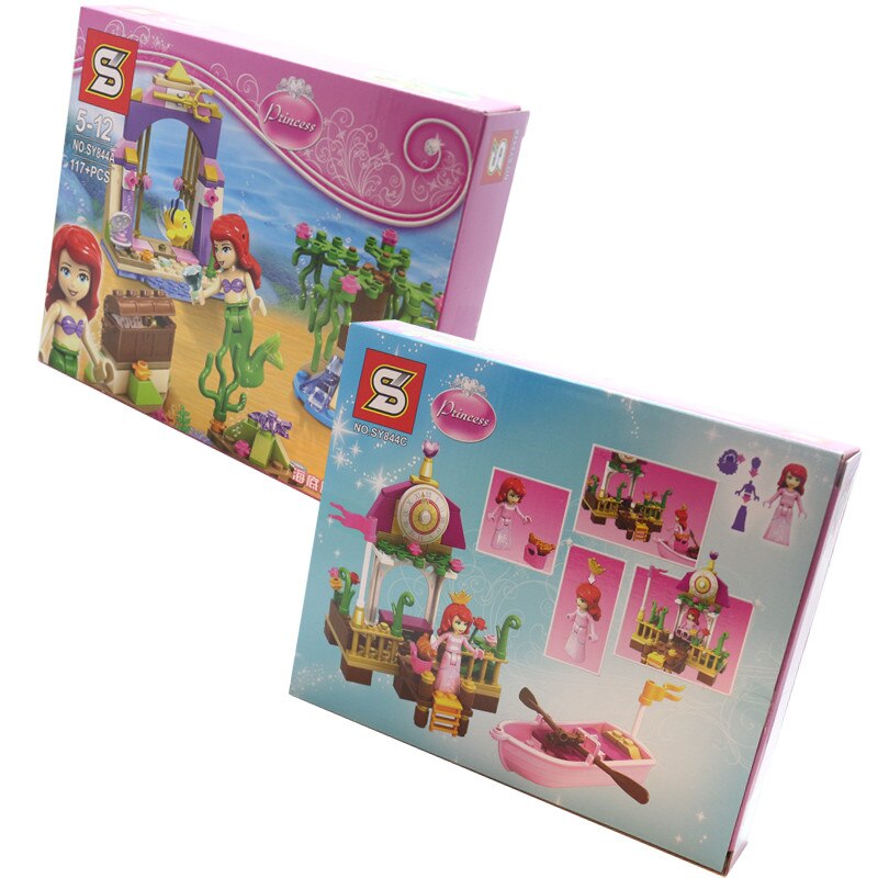 Joc de constructie, SY, Princess, Set de 2 cuti, 2 modele, Numar piese ...
