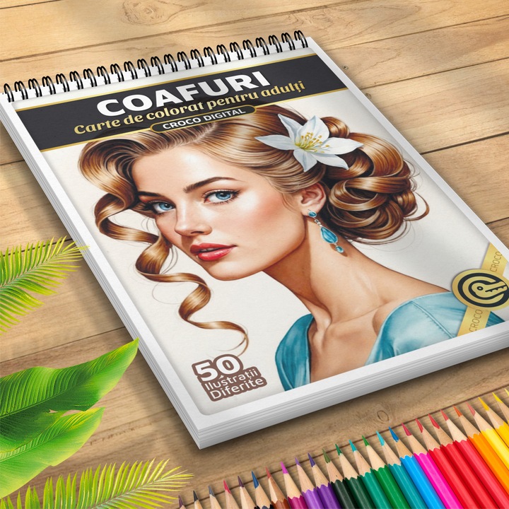 Carte de colorat antistres pentru relaxare, Coafuri, 50 Ilustratii ...