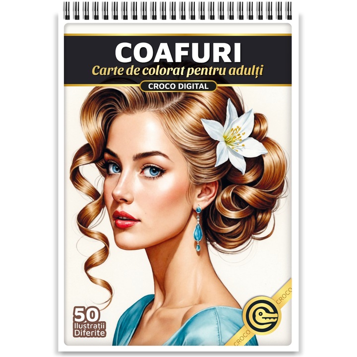 Carte de colorat antistres pentru relaxare, Coafuri, 50 Ilustratii ...