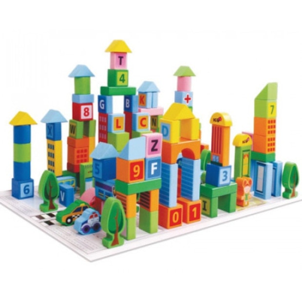 Set cuburi de construit din lemn pentru copii, Stuniko, Joc educativ ...