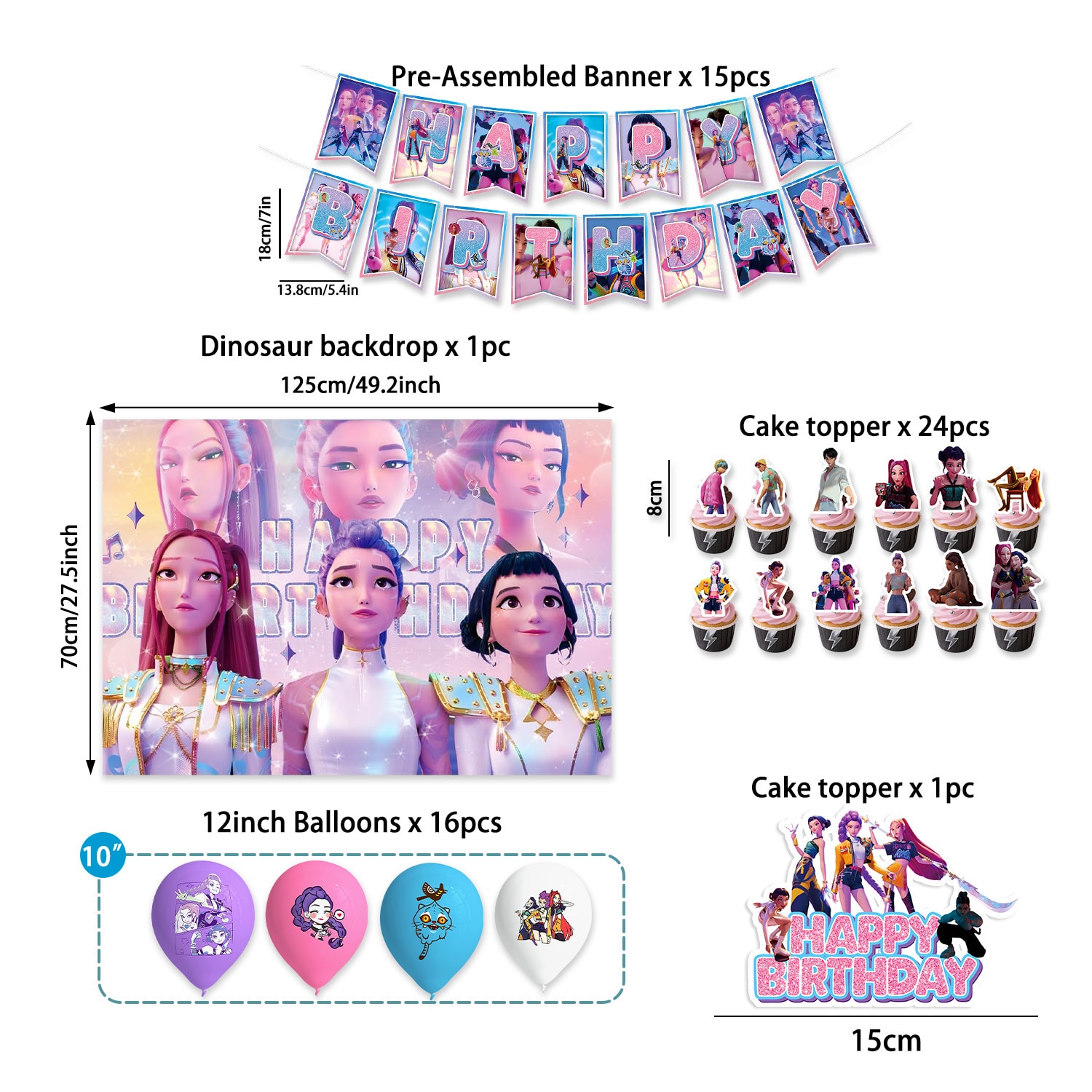 Set de decoratiuni pentru petrecere cu tematica K-POP Demon Hunters ...