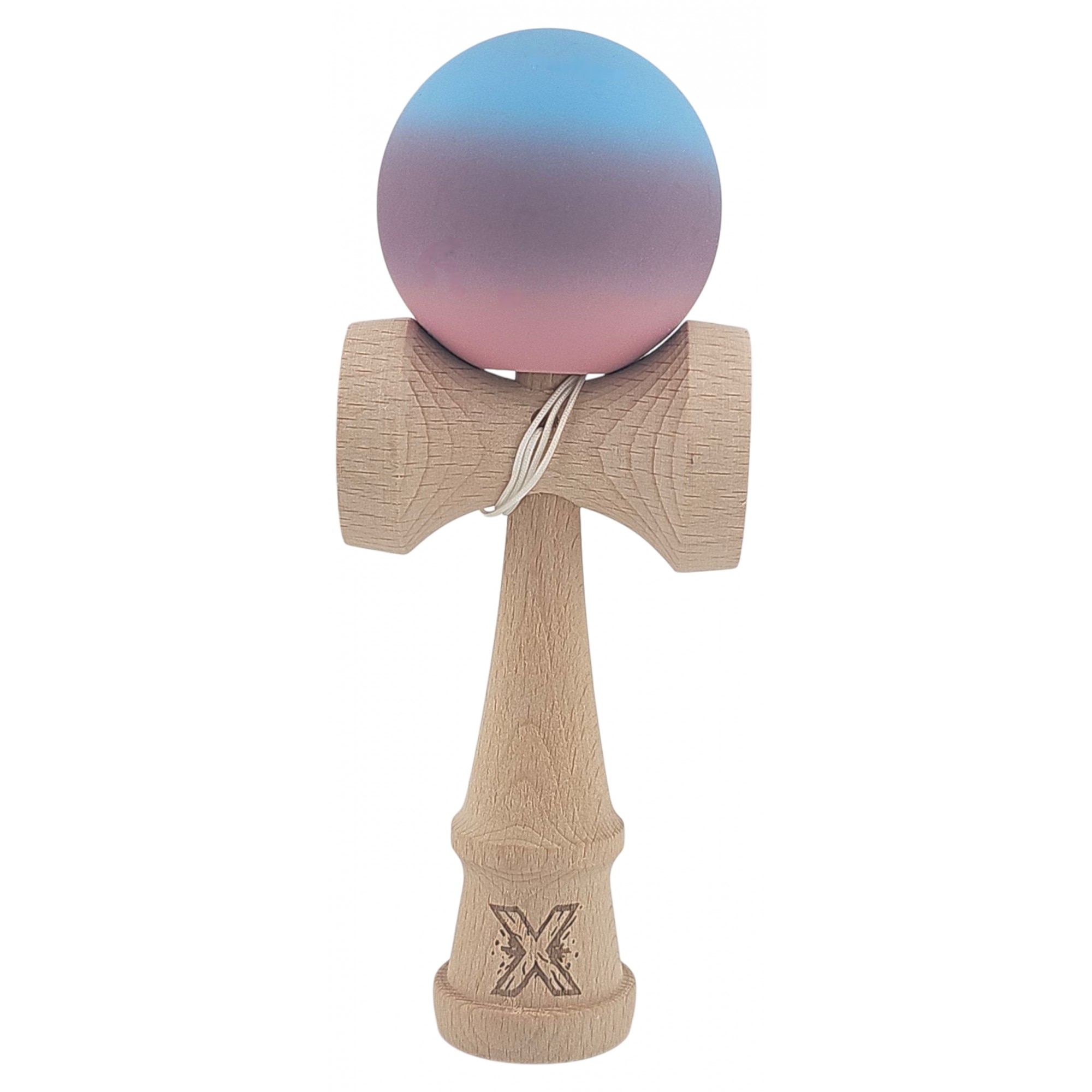 Kendama Originala X, Profesionala din Lemn, Rubber Grip, 18 cm, Roz/Mov ...