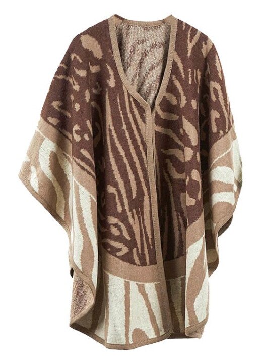 Poncho dama 5204947800760, Verde, Acril/Poliester, Maro deschis, One ...