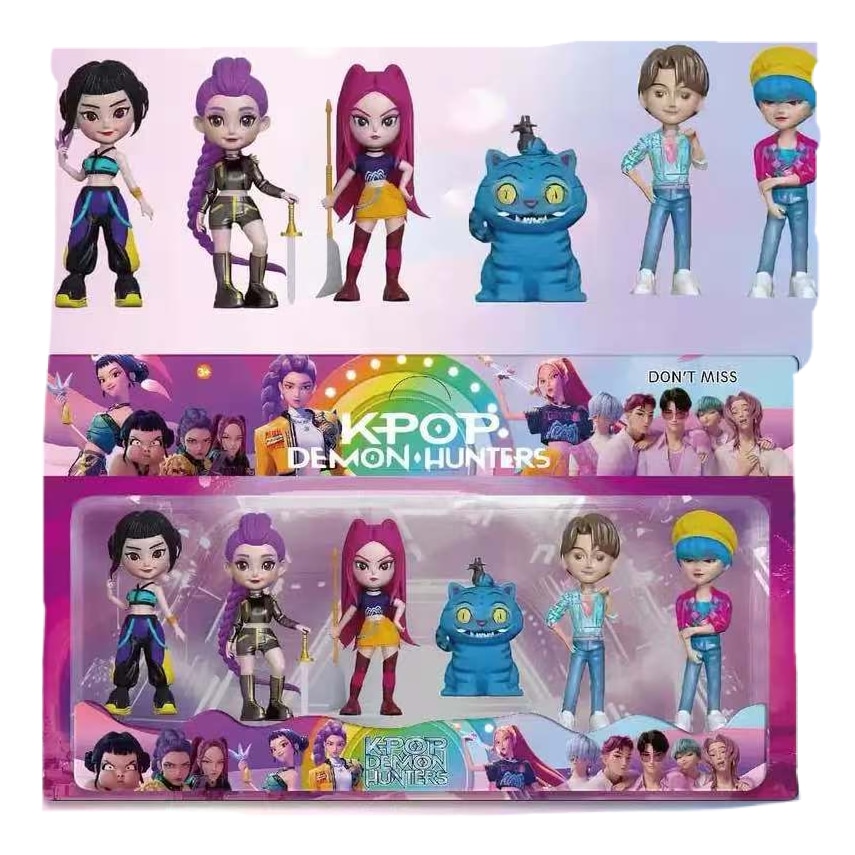 Set 6 figurine fetele si baietii k pop demon hunters, huntrix, 10 cm ...