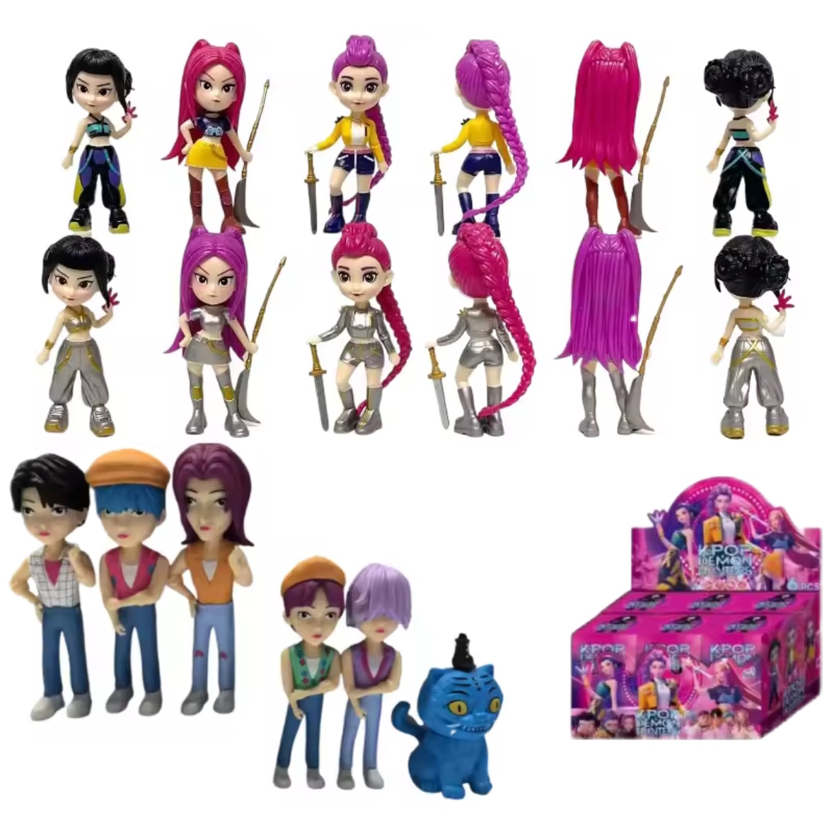 Set 6 figurine fetele si baietii k pop demon hunters, huntrix, 10 cm ...