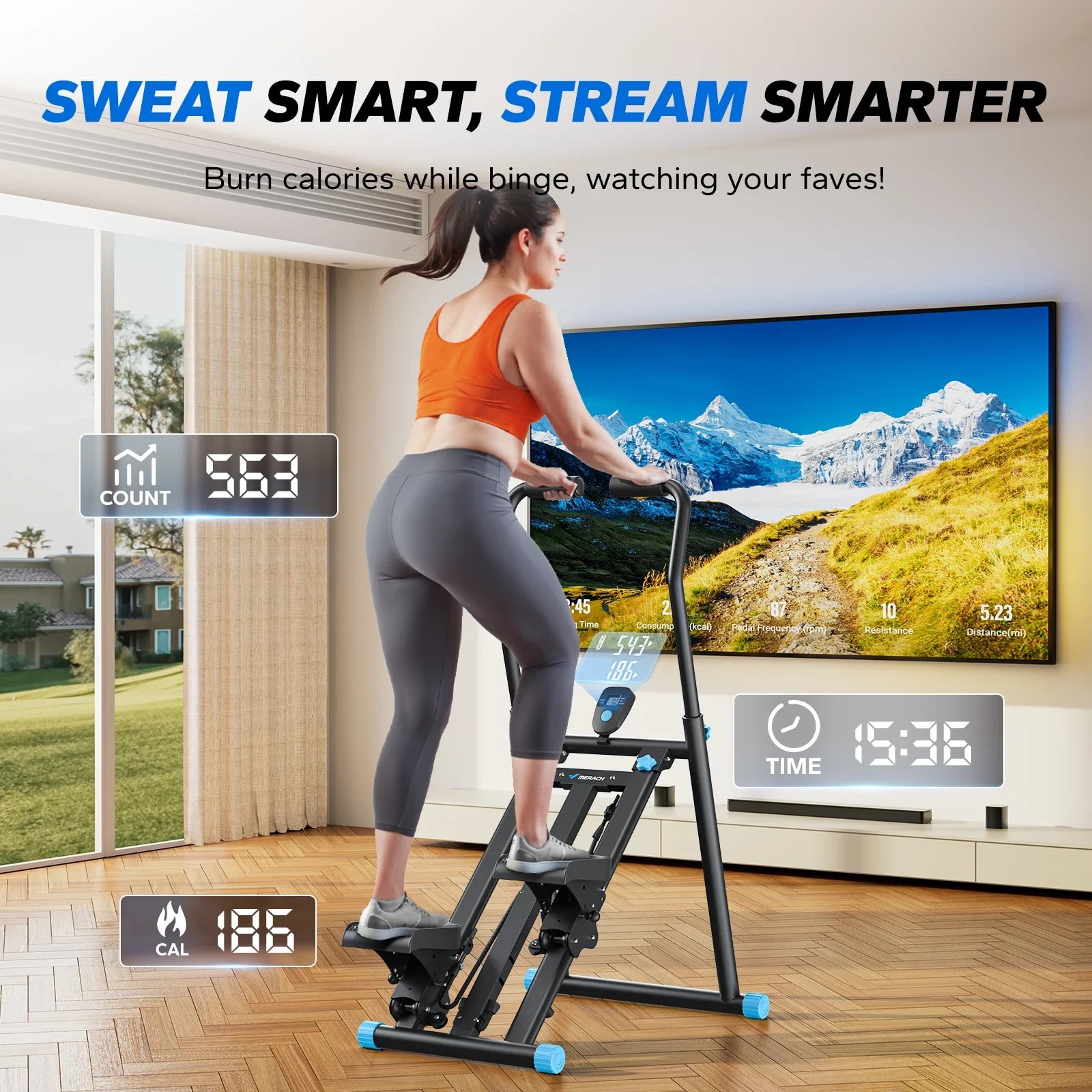 Stepper vertical pentru scări, rezistență reglabilă, design compact ...