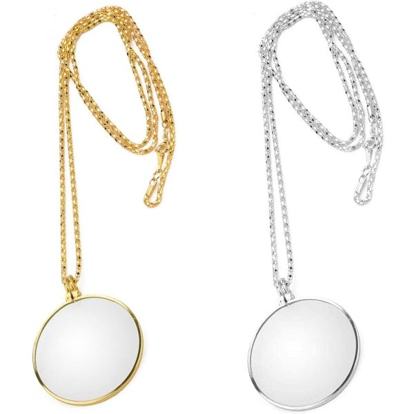 Set 2 lupe cu lant, sticla optica, design elegant, pentru citit si ...