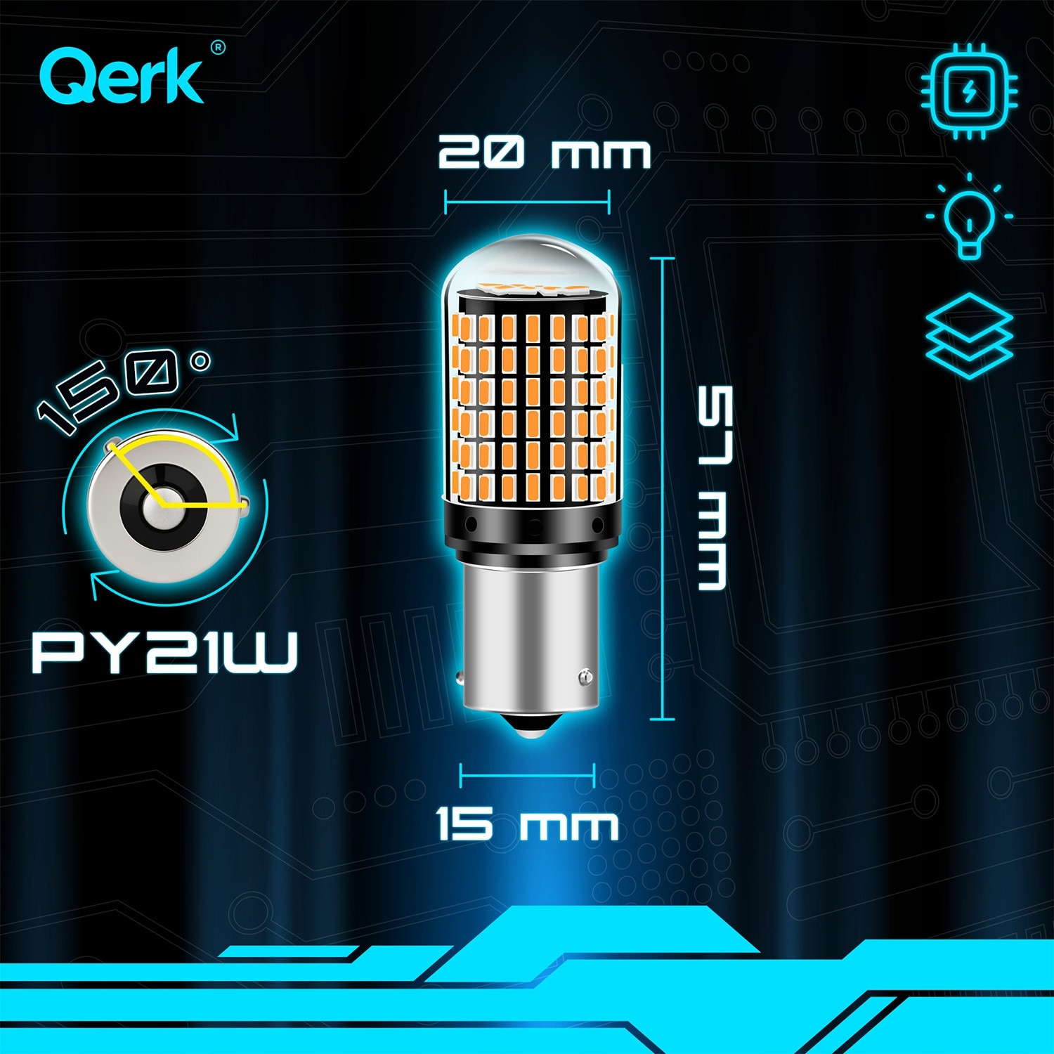 Set 2 Becuri LED Auto Qerk B144 PY21W, 21W, 2000K, BAU15s - eMAG.ro