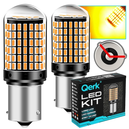 Set 2 Becuri LED Auto Qerk B144 PY21W, 21W, 2000K, BAU15s - eMAG.ro