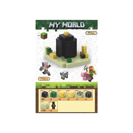 Set de constructie Minecraft, 192 blocuri magnetice cu 6 figurine ...
