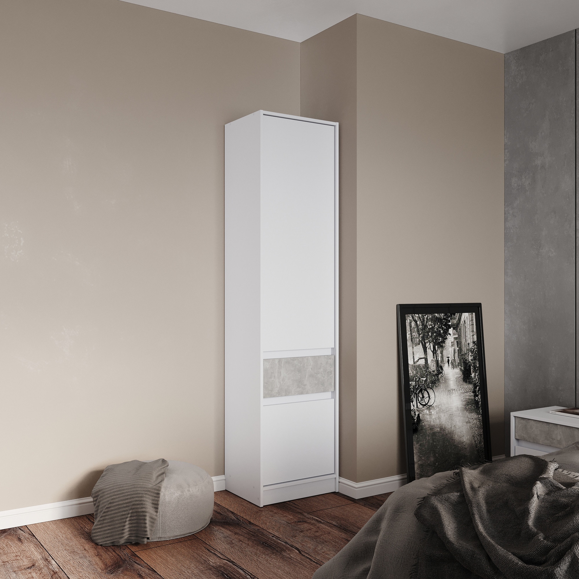 Dulap inalt cu 2 usi si 1 sertar 500 STYLE, Everest, PAL, 50 х 39 х 203 ...