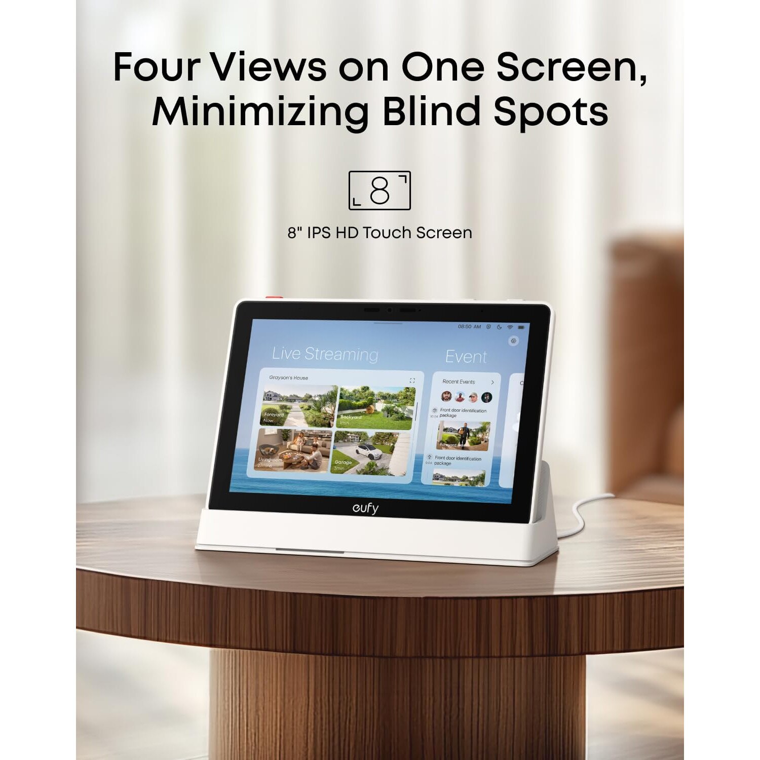 Monitor Eufy Smart Display E10, 8 inci, alb, 1280x800, touchscreen ...