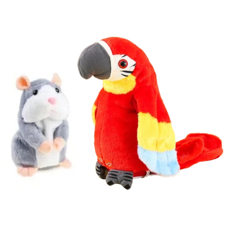 Set = 2 jucarii interactive, hamster vorbitor 15 cm, papagal vorbitor ...