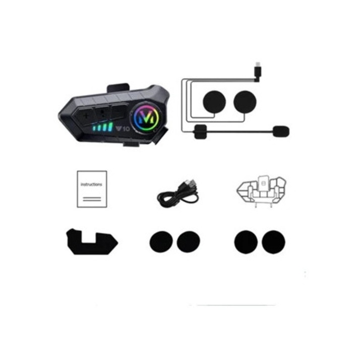 Интерком за мотоциклетна каска Y10, черен - eMAG.bg