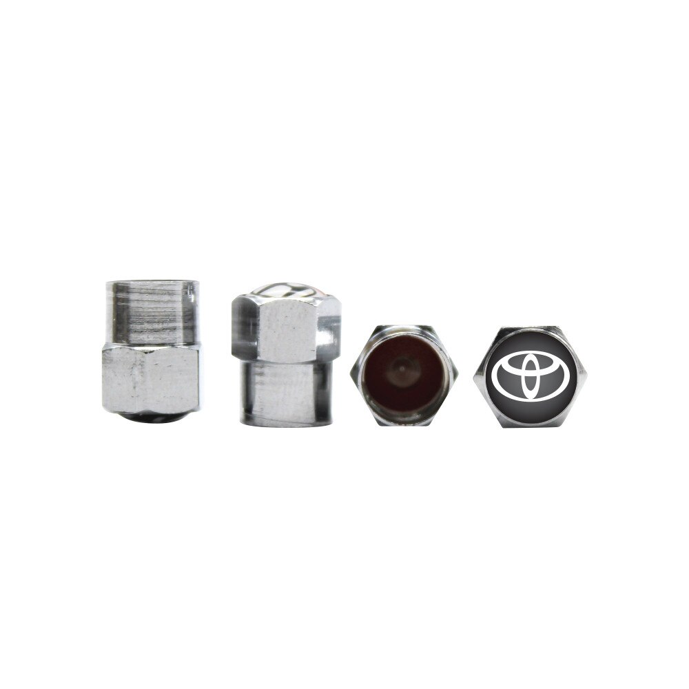 Set 4 capacele pentru ventil auto din aluminiu, Hexagon, Toyota, Argint ...