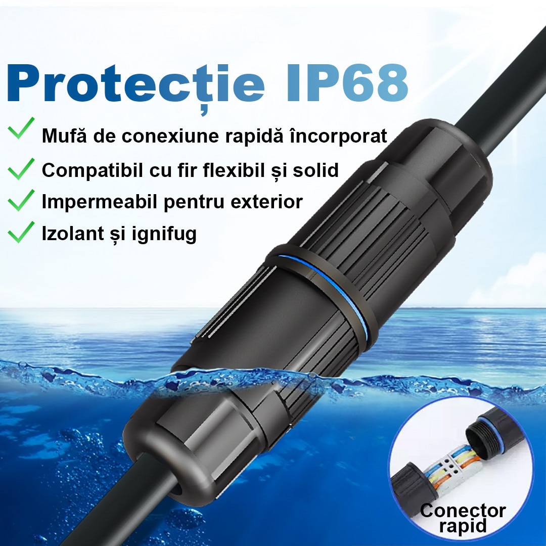 Set 3 Conectori Cablu Electric, AHA PRINT®, Conector Rapid 3 Pini ...