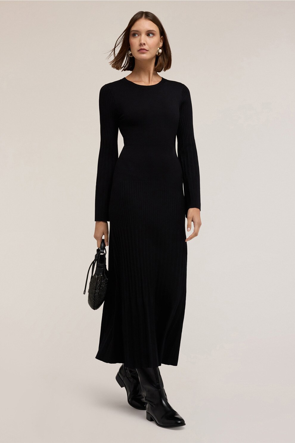 MOTIVI, Rochie-bluza cu decolteu la baza gatului, Negru, L - eMAG.ro