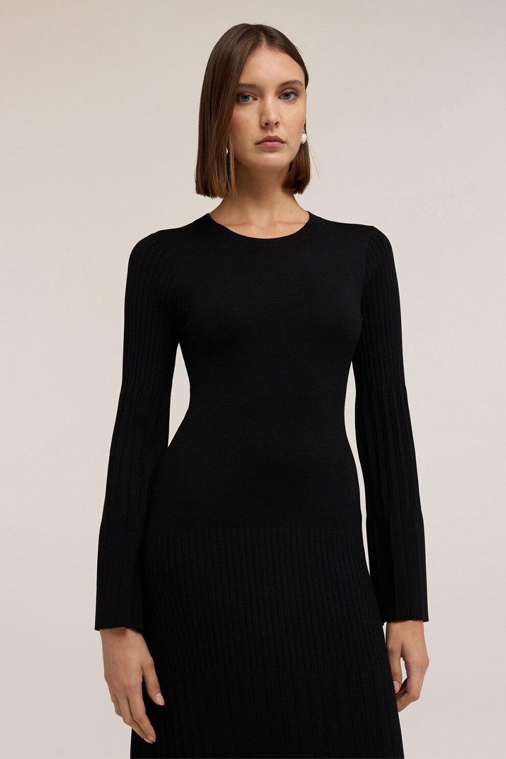 MOTIVI, Rochie-bluza cu decolteu la baza gatului, Negru, L - eMAG.ro