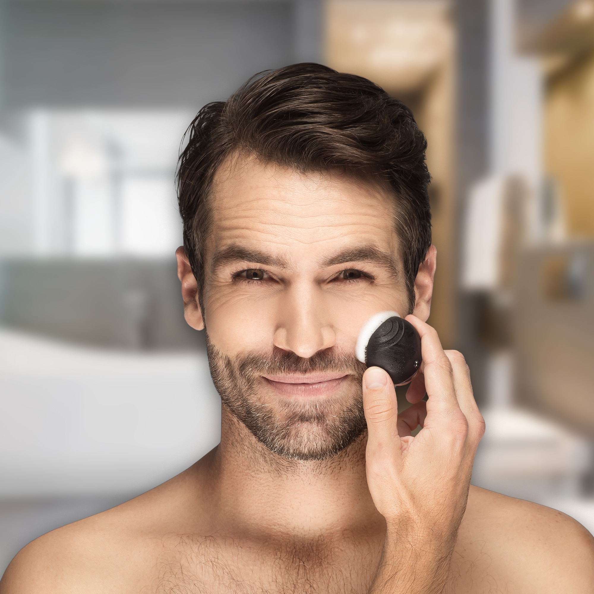 Dispozitiv de curatare a tenului, FOREO LUNA go for MEN, 8000 oscilatii ...